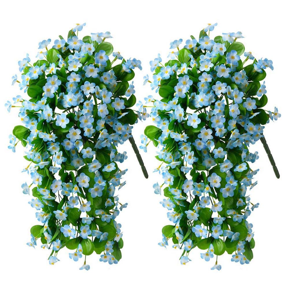 19.7 in. Blue Indoor/Outdoor Artificial Trailing Violet UV Resistant ...