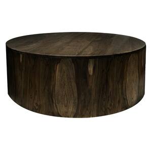 THE URBAN PORT Naufe 41 in. Walnut Brown and Matte Black Round Wood ...