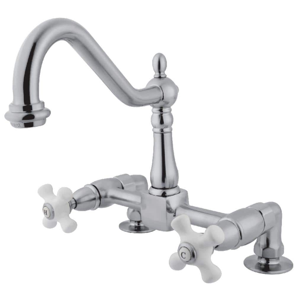Kingston Brass Heritage Double Handle Standard Kitchen Faucet in ...