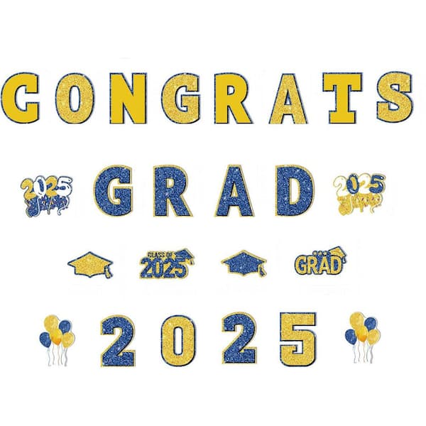Phewnyzo 2025 Congrats Grad Yard Signs with Plastic Stakes Royal Blue ...
