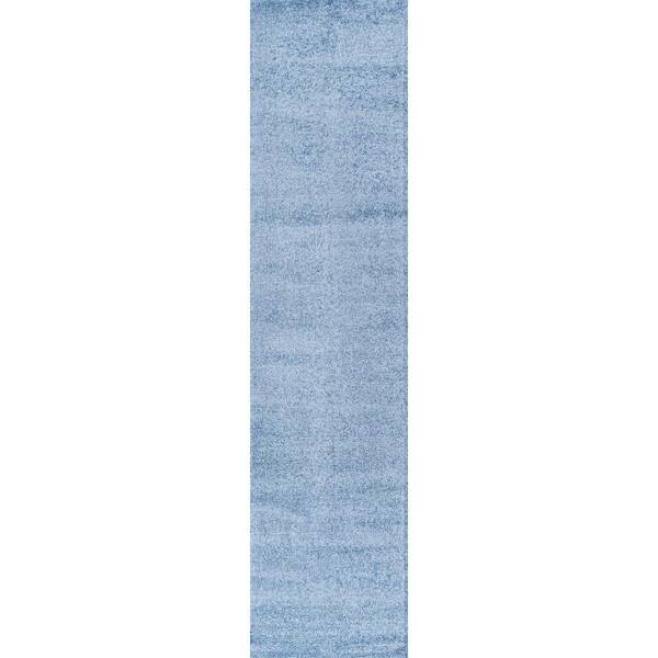 JONATHAN Y Haze Solid Low-Pile Classic Blue 2 ft. x 12 ft. Runner Rug ...