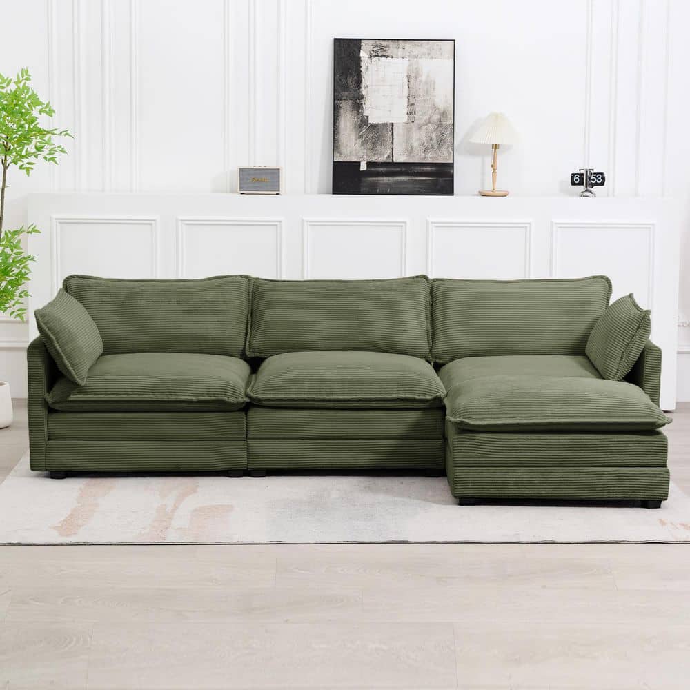 Reviews for JEAREY 112 in. W 4-Piece Modern Fabric Corduroy Sectional ...