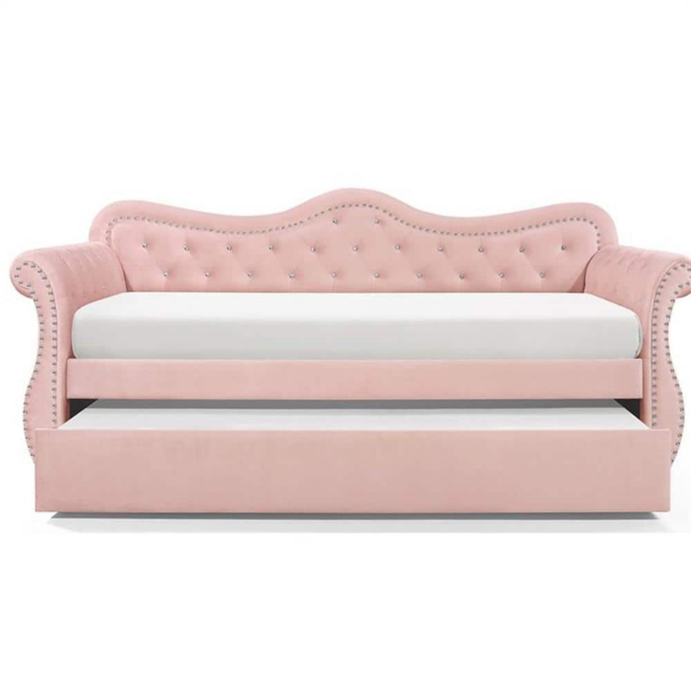 Donason Pink Twin Size Daybed with Trundle ZY-P538332 - The Home Depot