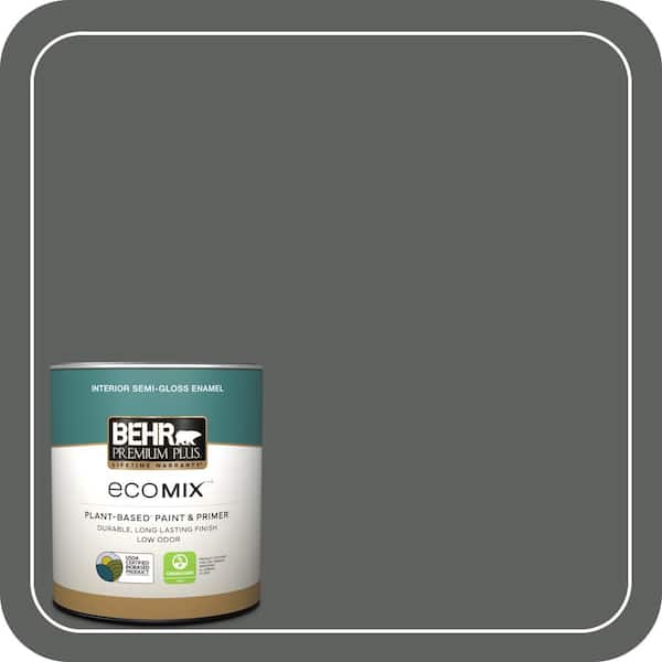 BEHR PREMIUM PLUS 1 qt. #N460-6 Hematite Semi-Gloss Enamel EcoMix Plant ...
