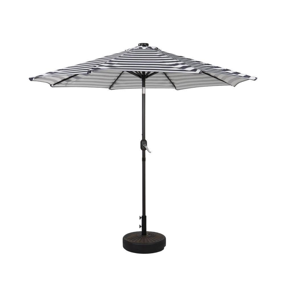 WESTIN OUTDOOR Marina Bronze/White Stripe 9 ft. Market Solar Powered ...