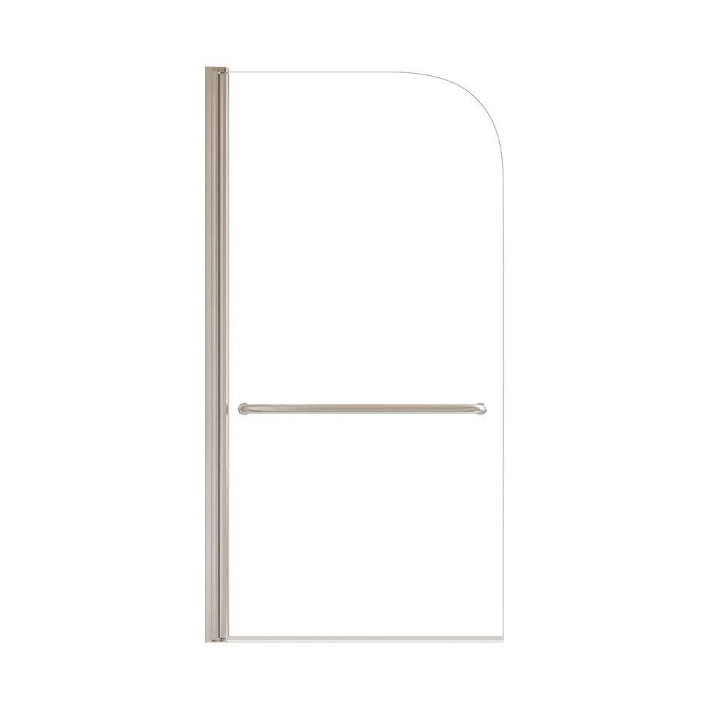 TCYO 30 in. W x 58 in. H Pivot Tub Door in Brushed Nickel with Clear ...