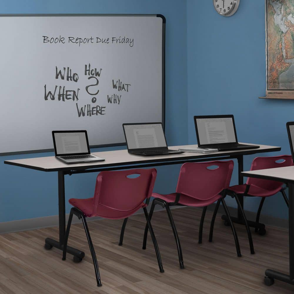 Regency Kobe 84 in. x 24 in. Maple Flip-Top Training Nesting Table Desk ...