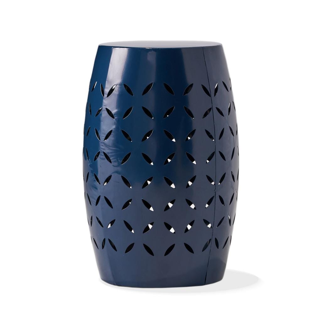 CHRISTOPHER KNIGHT HOME Lilac Dark Blue Round Metal Outdoor Patio Side ...