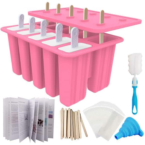 Wudkey 10-Cav Non-BPA Silicone Ice Pop Maker with 50 Sticks, 50 Bags ...