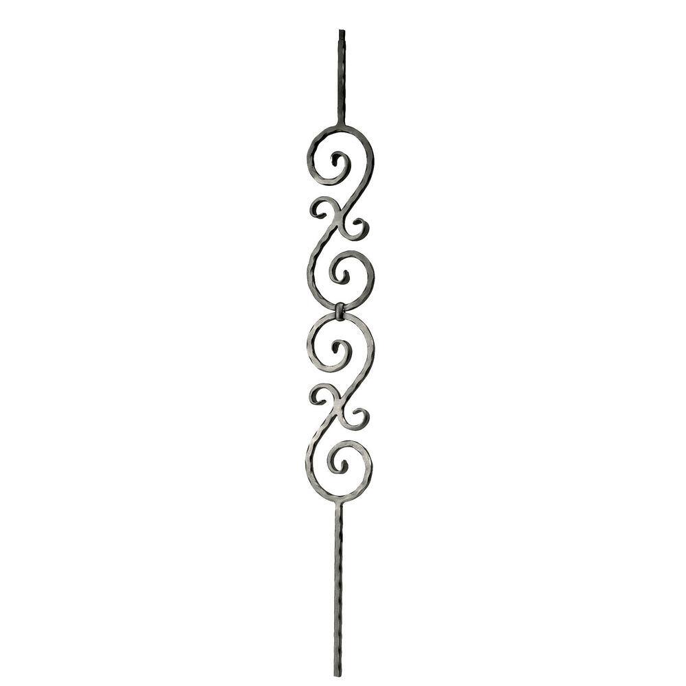 arteferro 44 in. x 1/2 in. Hammered Bar Double Scroll 4 in. x 24 in ...