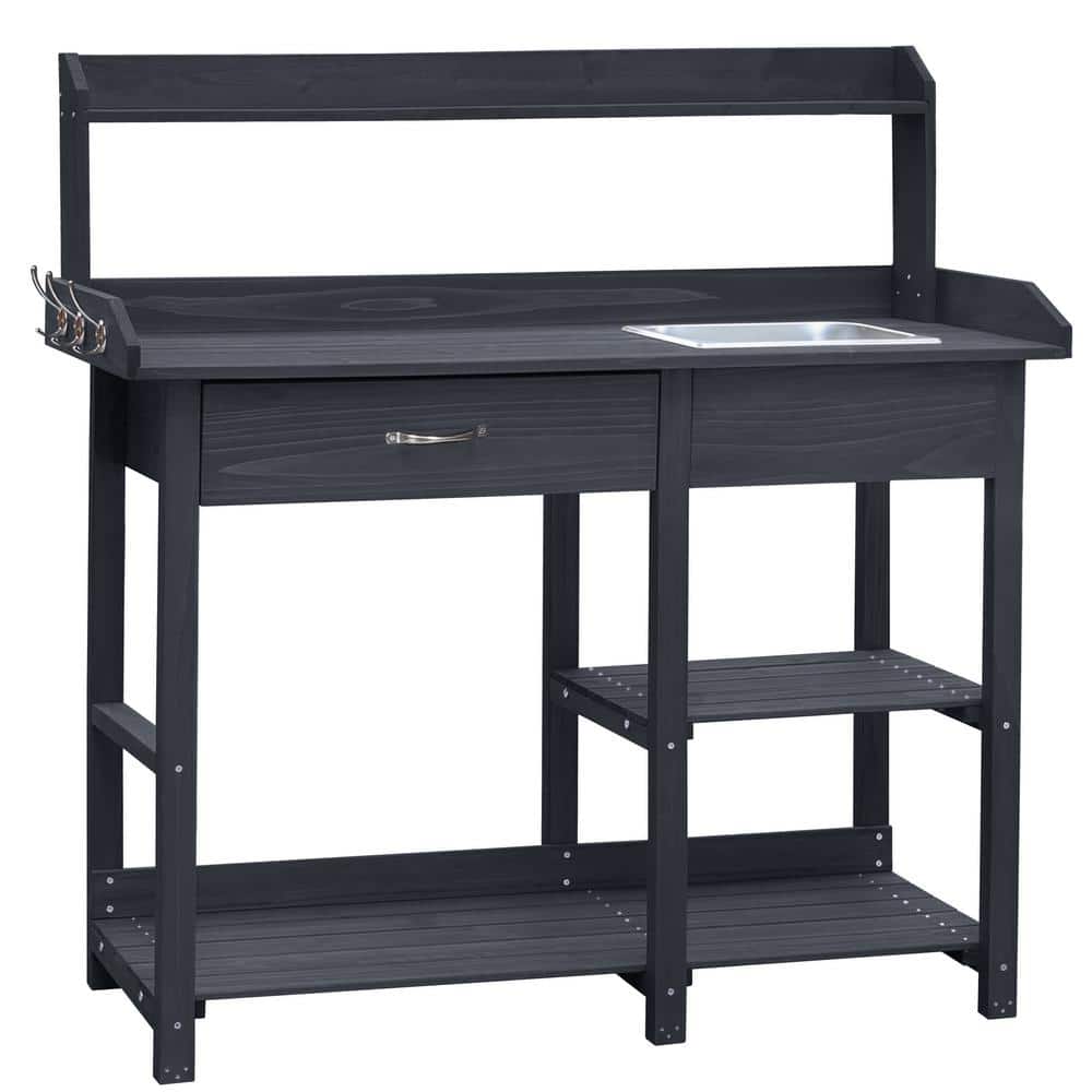 VEIKOUS 48 in. H Wood Potting Benches and Tables with Removable ...