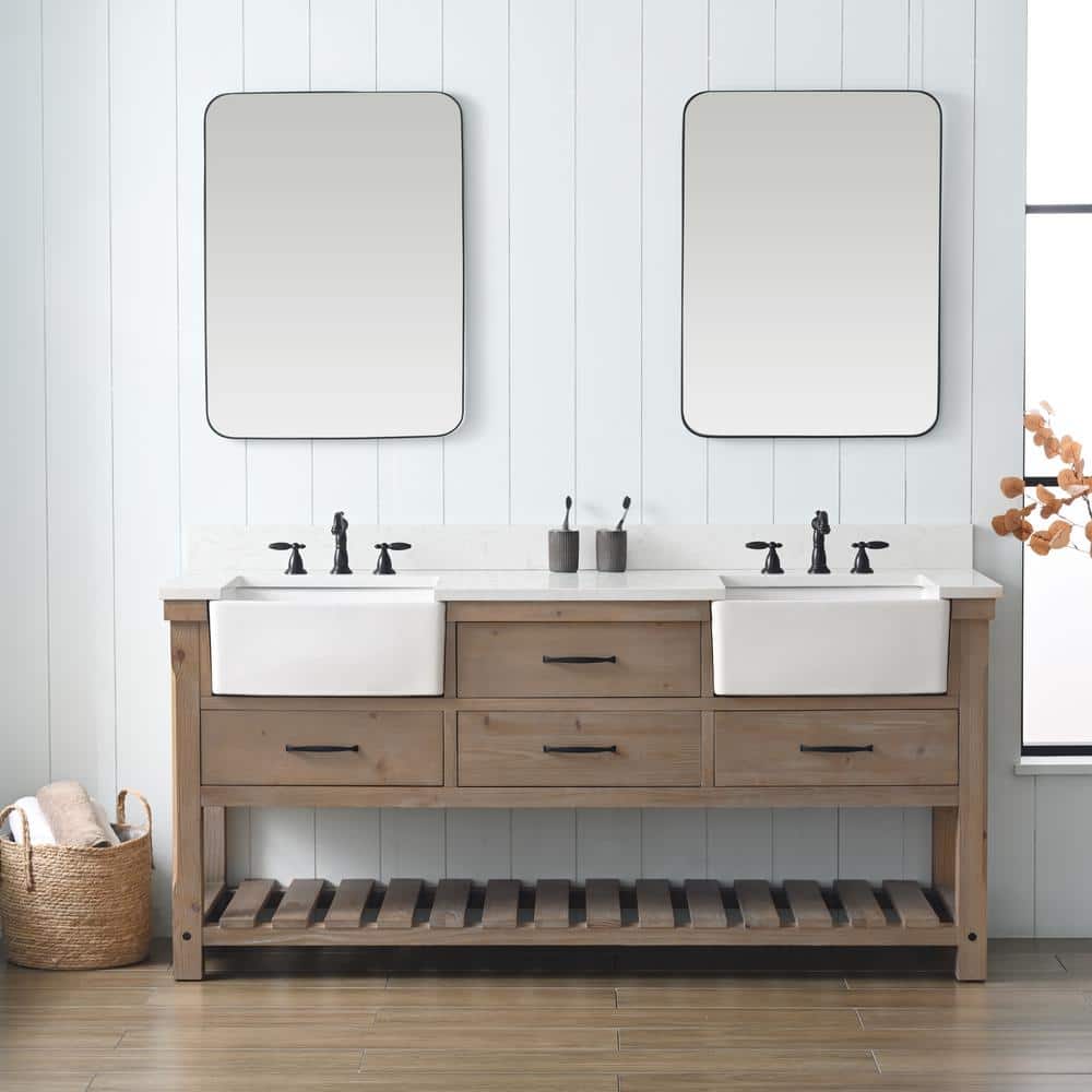 SUDIO Wesley 72 in. W x 22 in.D x 34 in.H Bath Vanity in Weathered ...