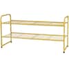 16 in. H 10-Pair Gold Metal 2-Tiers Shoe Rack A46A1-shoe-1372 - The ...