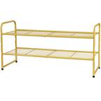 16 in. H 10-Pair Gold Metal 2-Tiers Shoe Rack A46A1-shoe-1372 - The ...