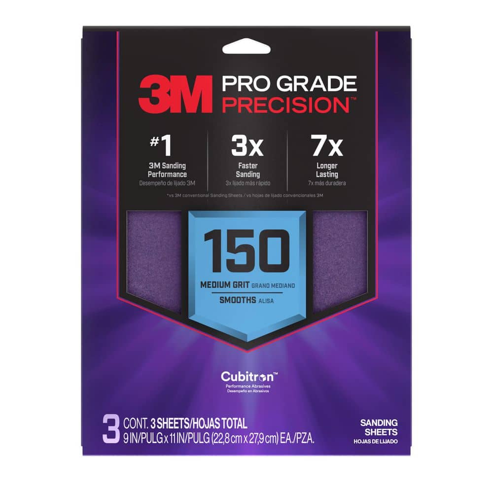 3M Pro Grade Precision 9 in. x 11 in. 150 Grit Faster Sanding Sheets ...