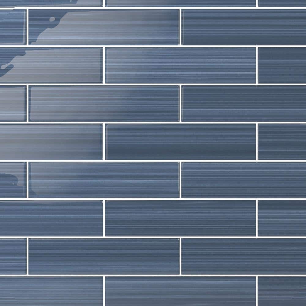 Bodesi Hand Painted Rectangular 3 in. x 12 in. Coastline 80 Glass tile ...