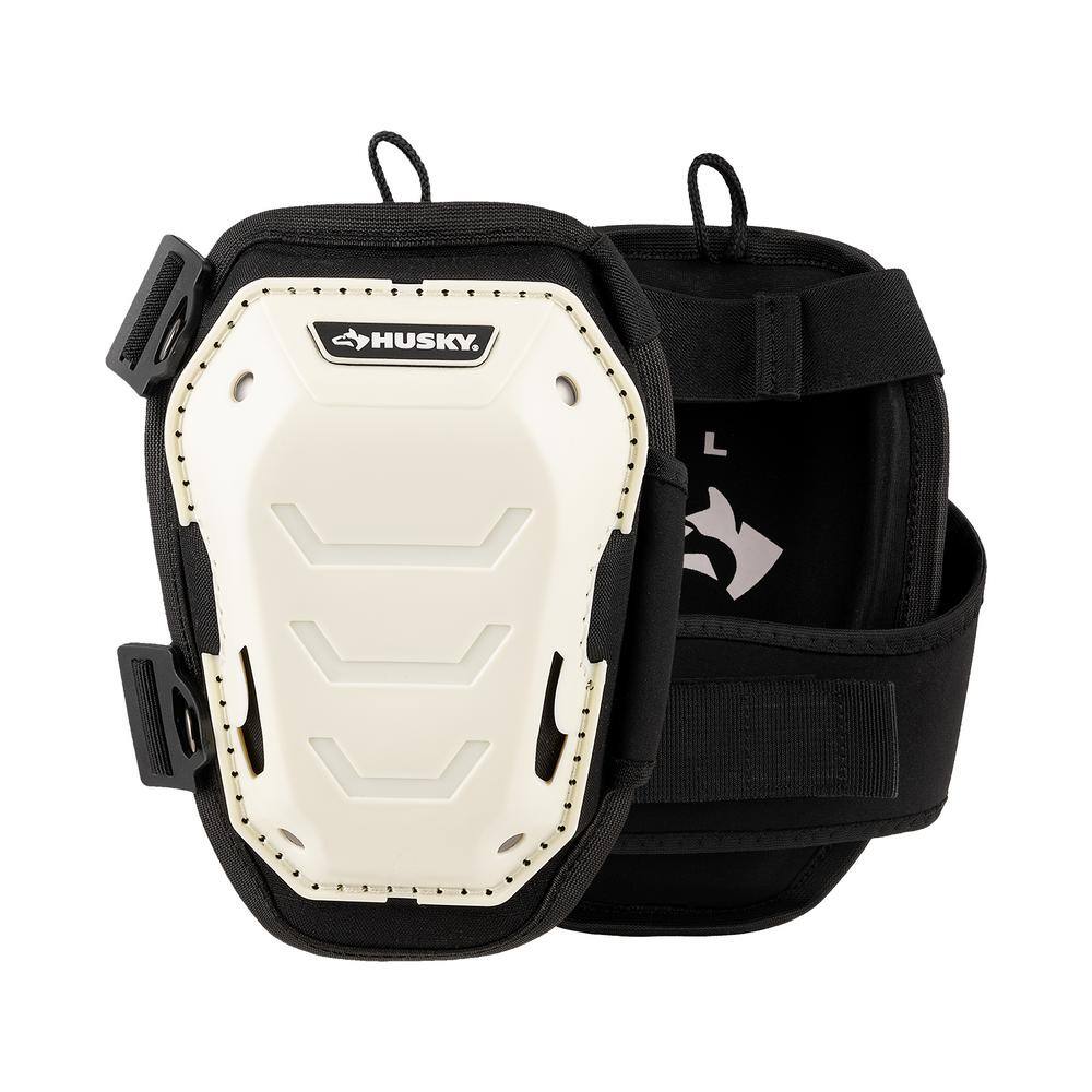 Husky White Foam Memory Foam Hard Cap Knee Pad with Adjustable Straps ...