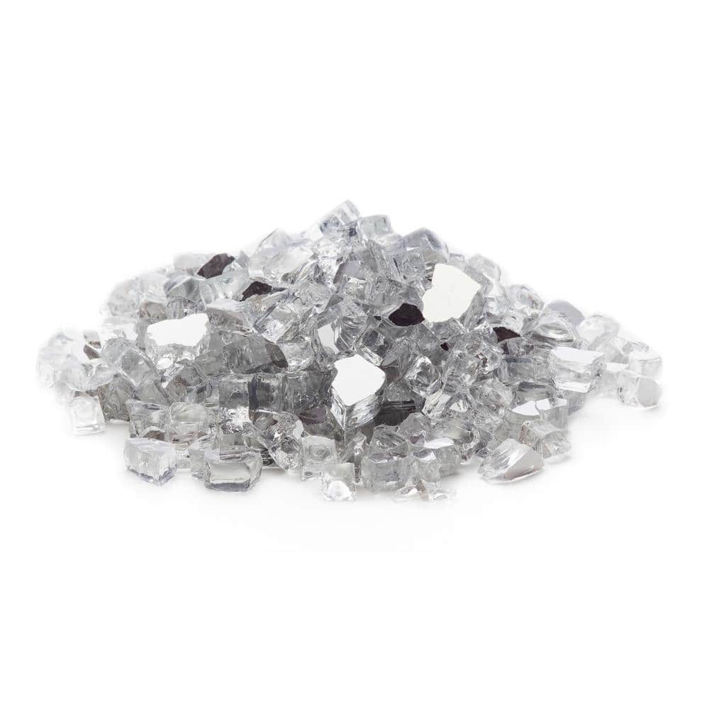 EXOTIC Fire Glass 1/2 in. Silver Tempered Reflective Fire Glass (25 lbs ...