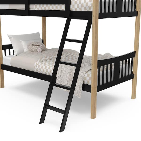 Storkcraft Caribou Twin Over Twin Bunk Bed Black with Natural