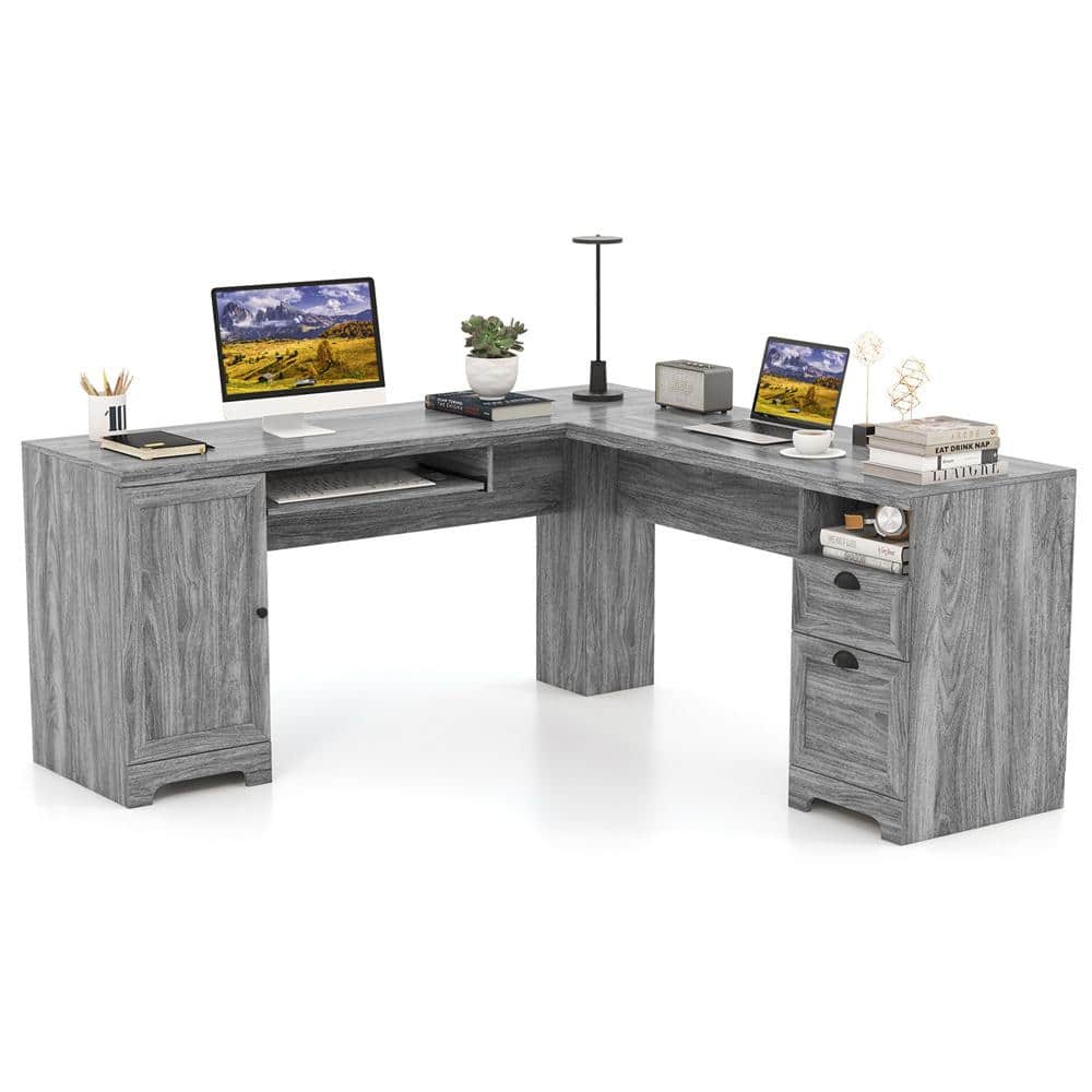 Grey wood corner desk store