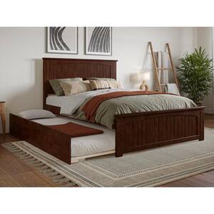 AFI Andorra Walnut Brown Solid Wood Frame Full Platform Bed with Panel ...