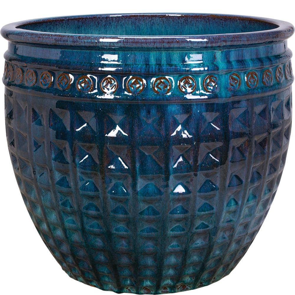 18.5 in. Ceramic Kairos Coin-Dynasty Turquoise BB-795D-DT - The Home Depot