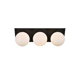 Simply Living 7 in. 1-Light Modern Black Vanity Light with Frosted ...