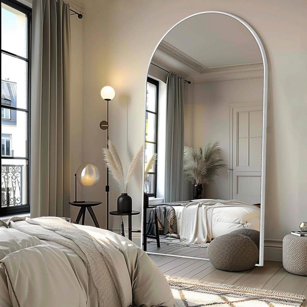 Sxiawe 32 in. W x 71.2 in. H Modern Arched Aluminum Frame Silver ...