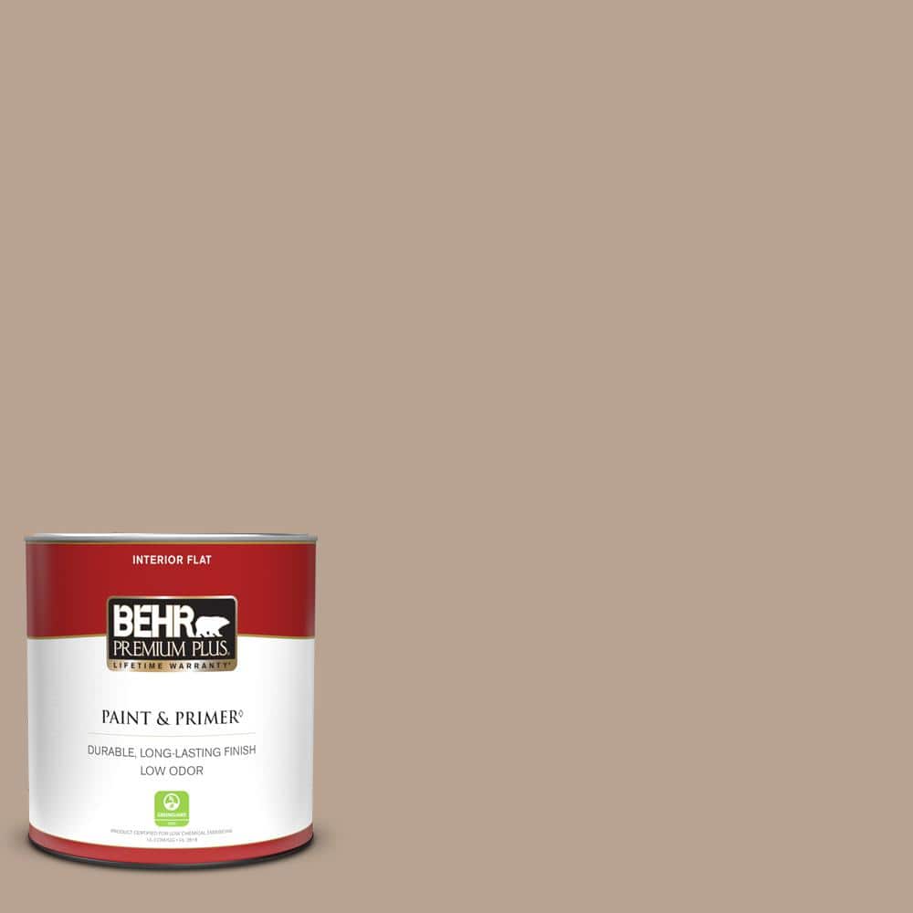 BEHR PREMIUM PLUS 1 qt. #N190-4 Rugged Tan Flat Low Odor Interior Paint ...