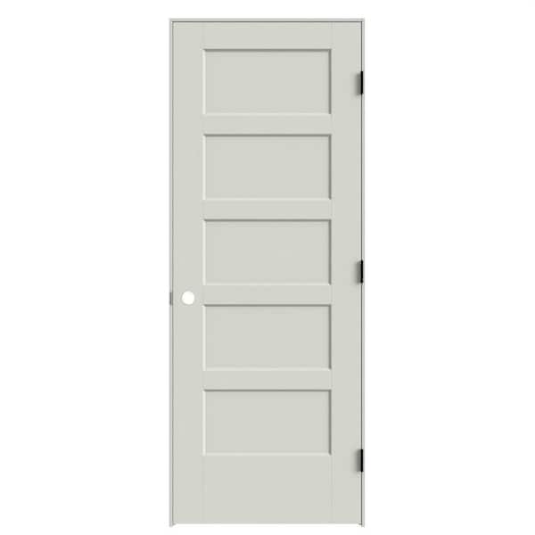 Masonite 30 in. x 80 in. 5-Panel Bayshore Left-Hand Solid Core Ivory ...