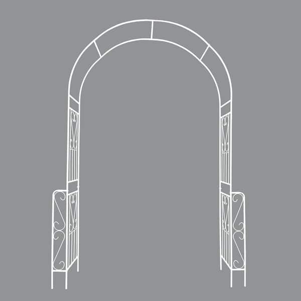 Elegant 94.5 in. x 55 in. Cream White Metal Garden Arch Arbor with Rust ...