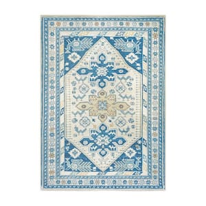 My Magic Carpet Saraz Blue/Off White Washable Rug 3 ft. x 5 ft. Area ...