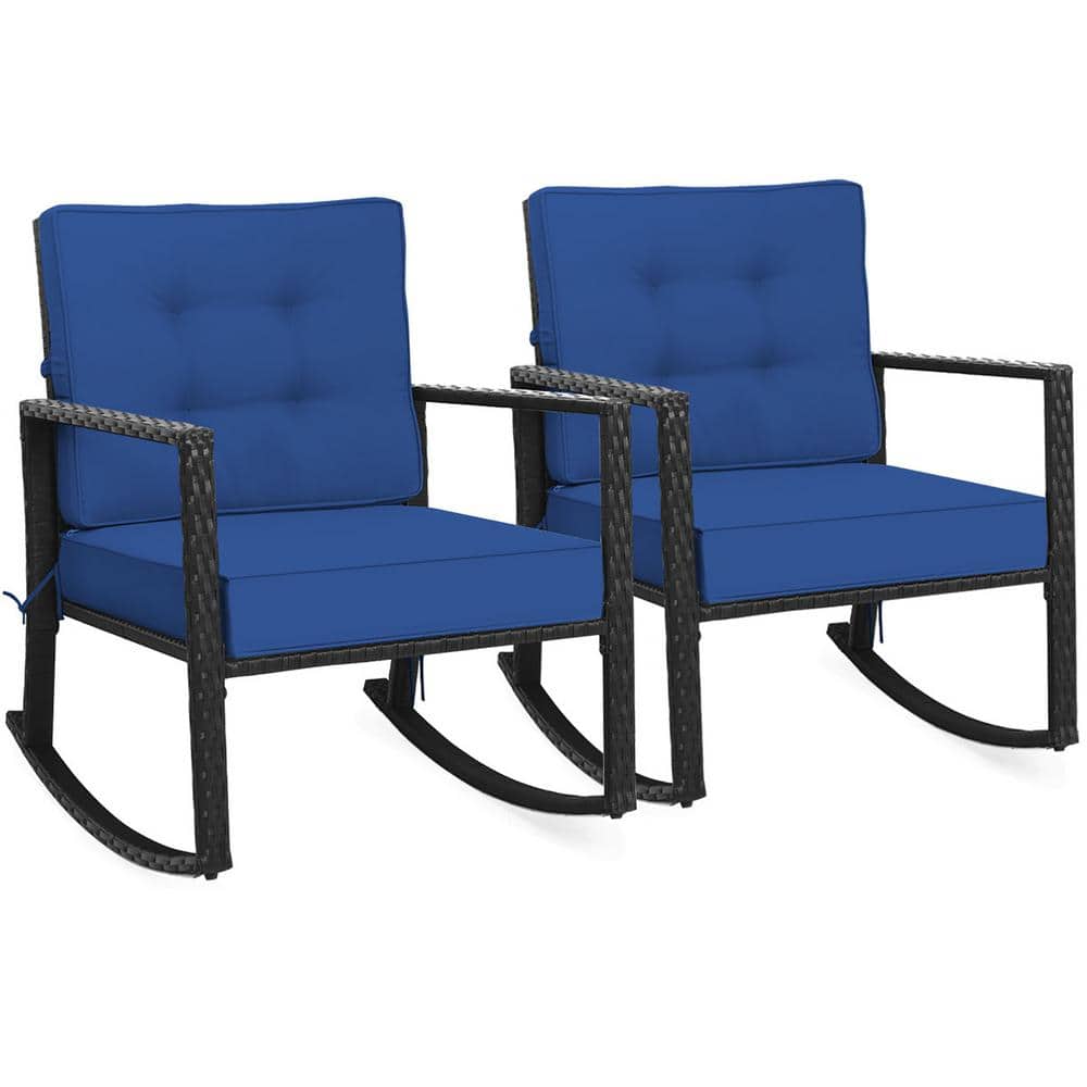 Costway 2-Pieces Patio Rattan Rocker Chair Outdoor Glider Rocking Chair ...