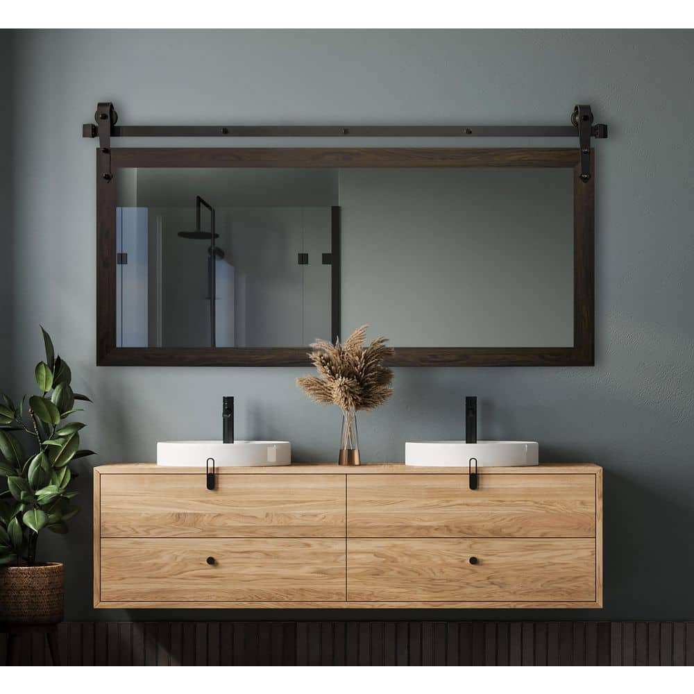 Rayne Mirrors (56 in. W x 31 in. H) Black Walnut Accent Mirror with ...
