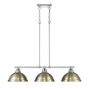 Golden Lighting Duncan 3-Light Pewter Pendant with Seafoam Shade 3602 ...
