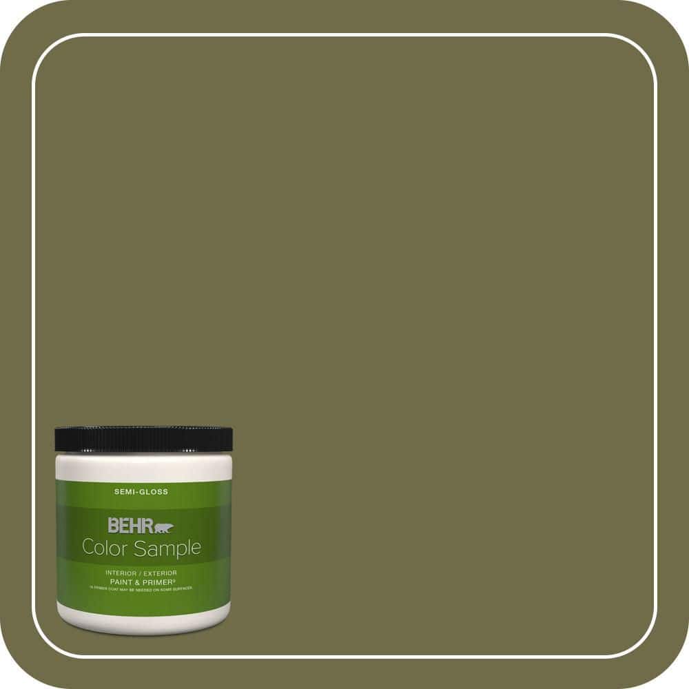 BEHR PREMIUM PLUS 8 oz. #390F-7 Wilderness Semi-Gloss Interior/Exterior ...