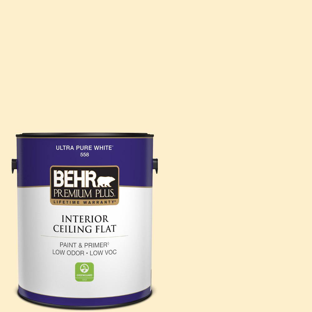 BEHR PREMIUM PLUS 1 gal. #360A-2 Morning Sunlight Ceiling Flat Interior ...