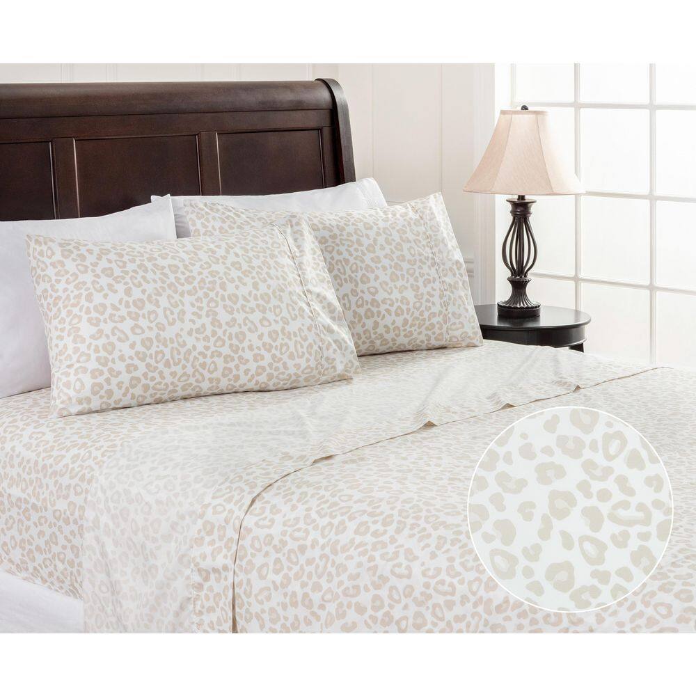 CHANASYA 4-Piece Leopard Animal Pattern Print Microfiber Bedsheets Set ...