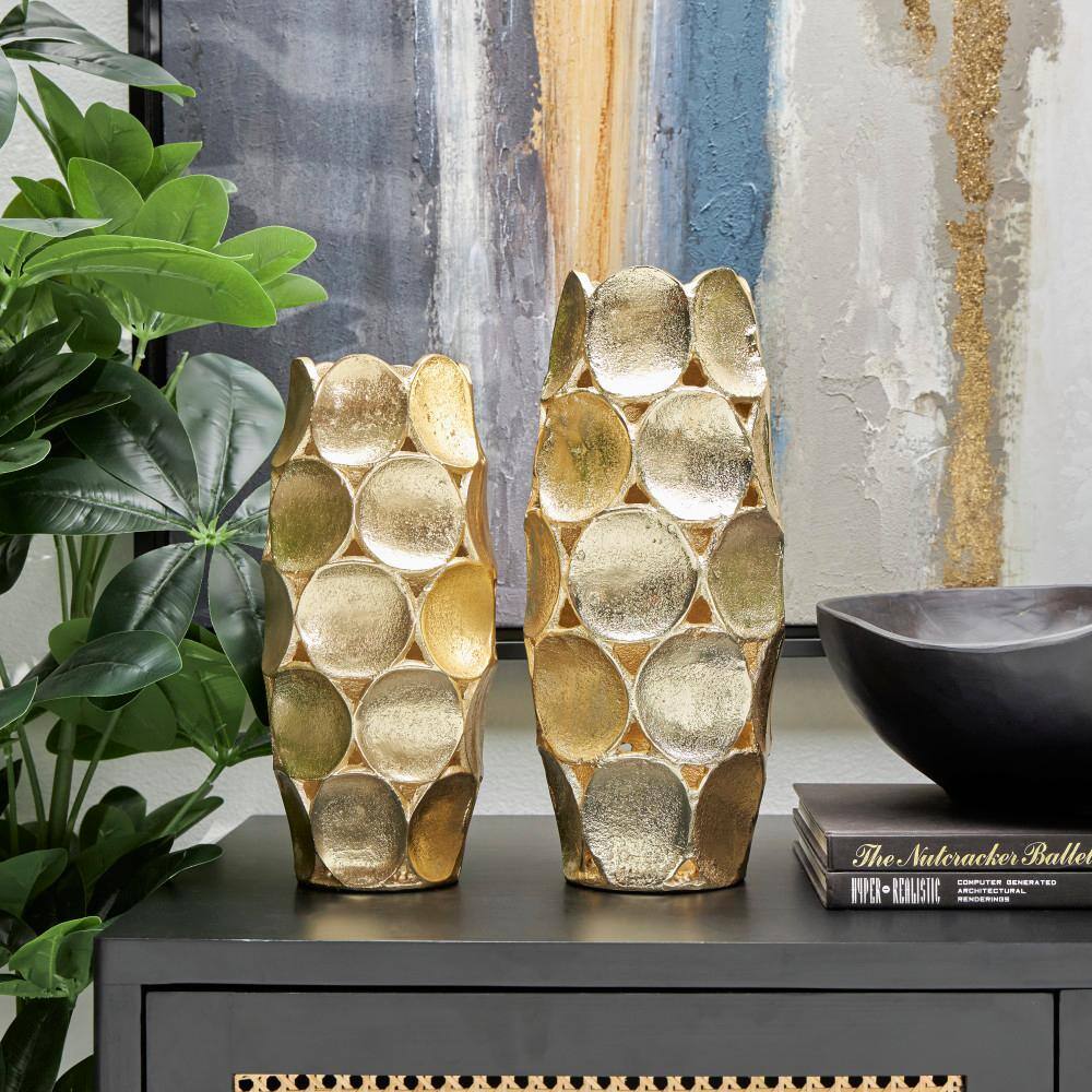 Litton Lane Gold Geometric Open Framed Aluminum Decorative Vase with ...
