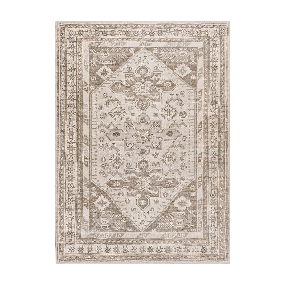 My Magic Carpet Saraz Grey Silver/Off White Washable Rug 5 ft. x 7 ft ...