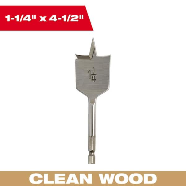 Milwaukee 1-1/4 in. x 4.5 in. Flat Boring Bit 48-27-0015 - The Home Depot