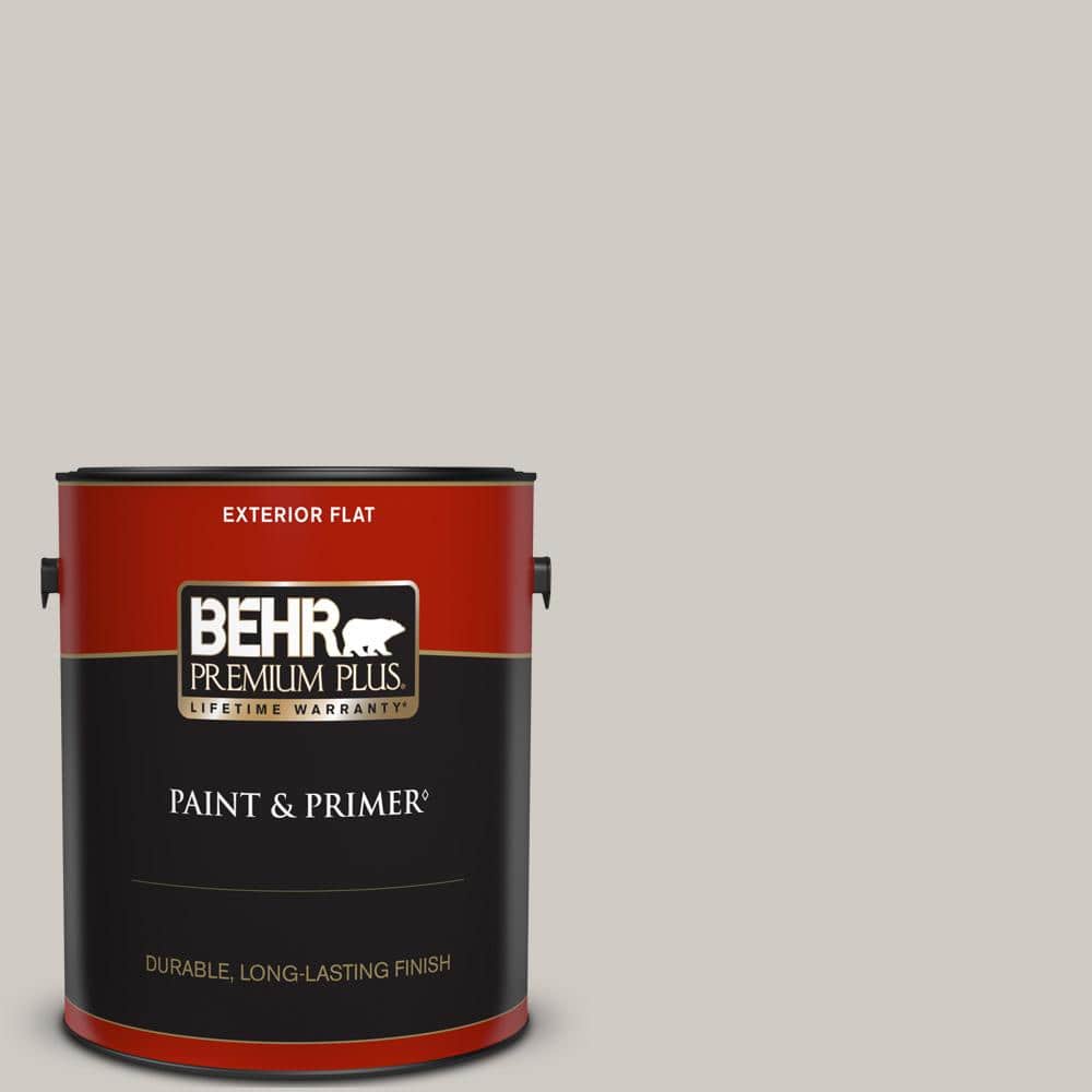 BEHR PREMIUM PLUS 1 gal. #BNC-05 Ground Fog Flat Exterior Paint ...