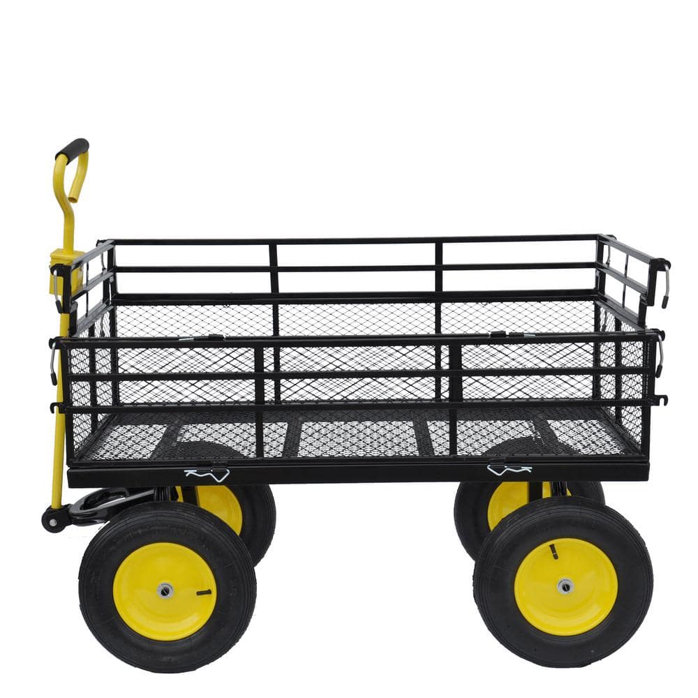 Boosicavelly 17.76 cu. ft. Metal Black Wagon Cart Garden Cart Trucks ...