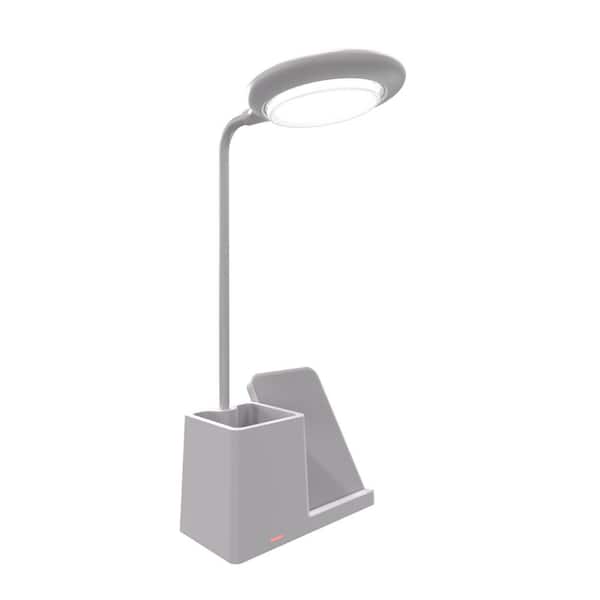Tzumi Atmosphere 12 in. Desk Swing Gooseneck Arm LED 10-Watt QI White ...