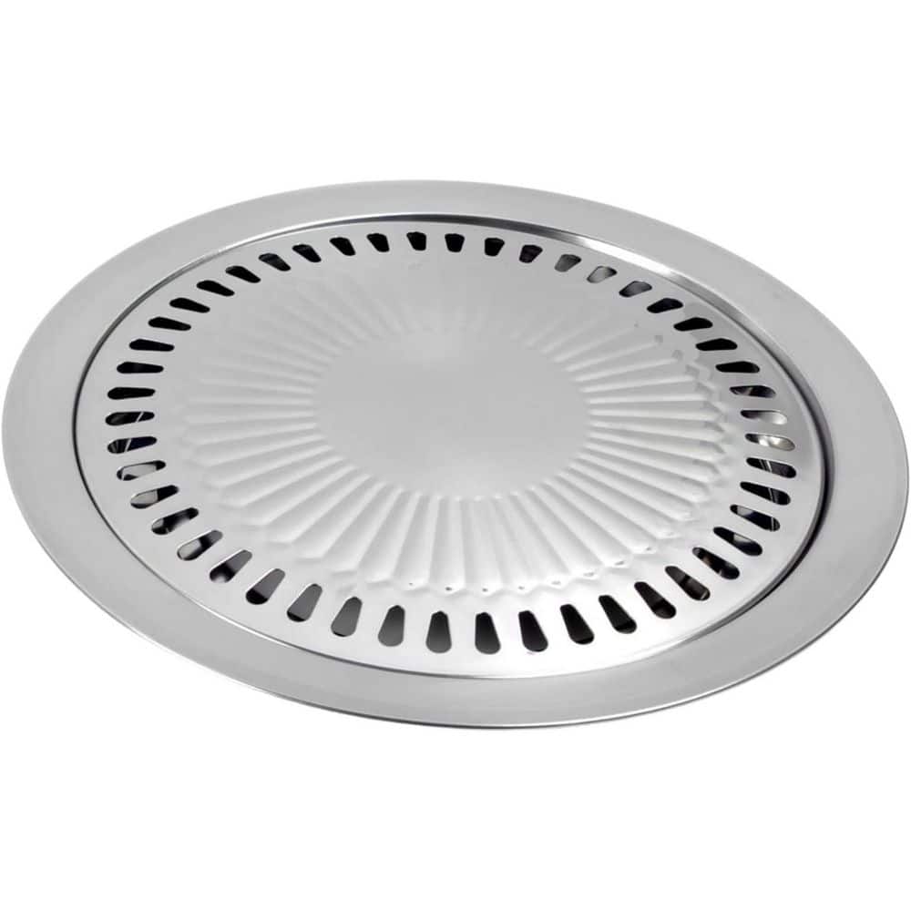 JFVKAF 2-Piece 10 in. 11.7 in. Stainless Steel Nonstick Round Grill Pan ...