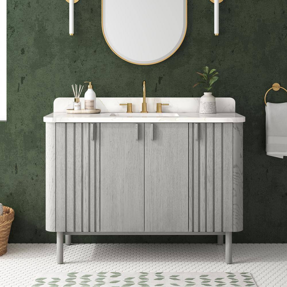 Avanity Blakely 49 in. Single Sink Gray Oak Bath Vanity with Calacatta ...