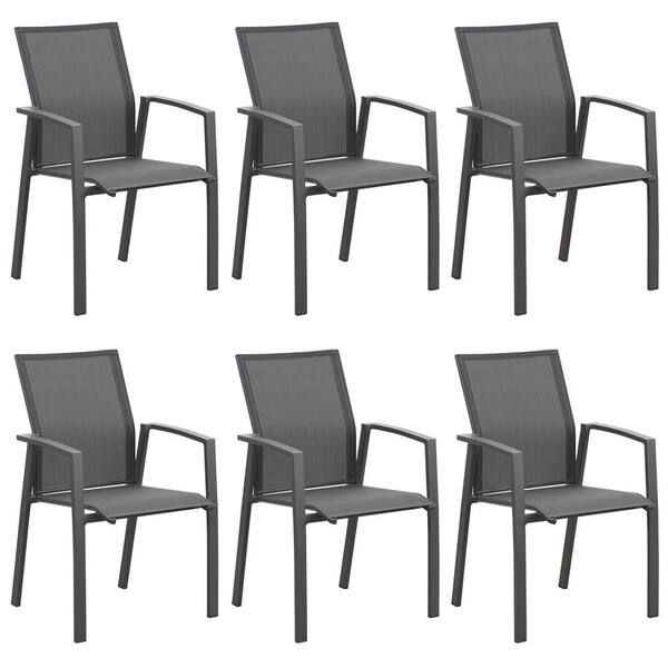 Anvil Black Aluminum Stackable Outdoor Dining Chair Texilene Mesh ...