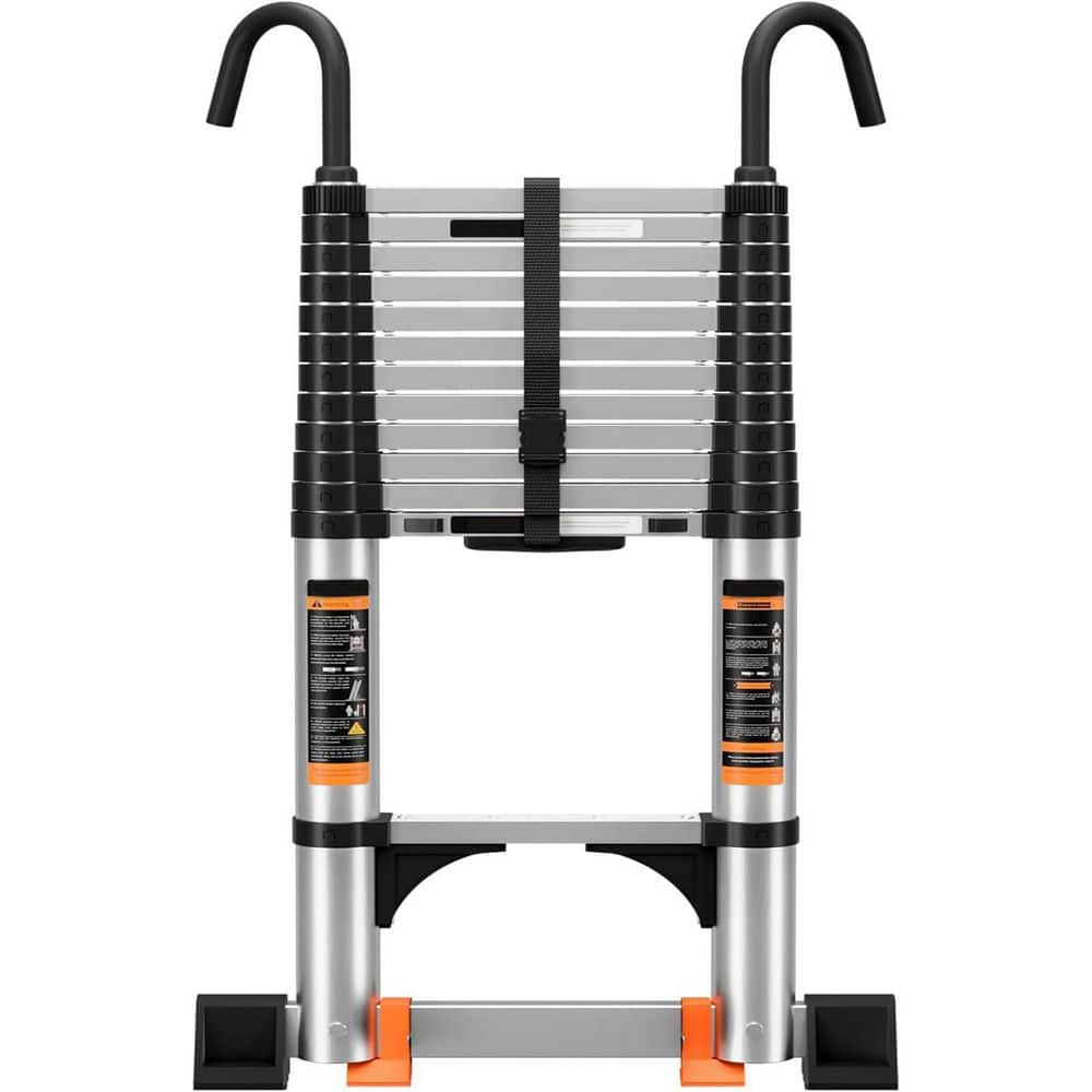 KIWDZFU Telescoping Aluminum Extension Ladder 10.5 ft. w/ Stabilizer ...