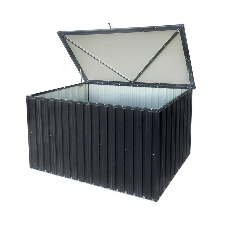 Otryad 161 Gal. Black Metal Deck Box, Waterproof Lockable Outdoor ...