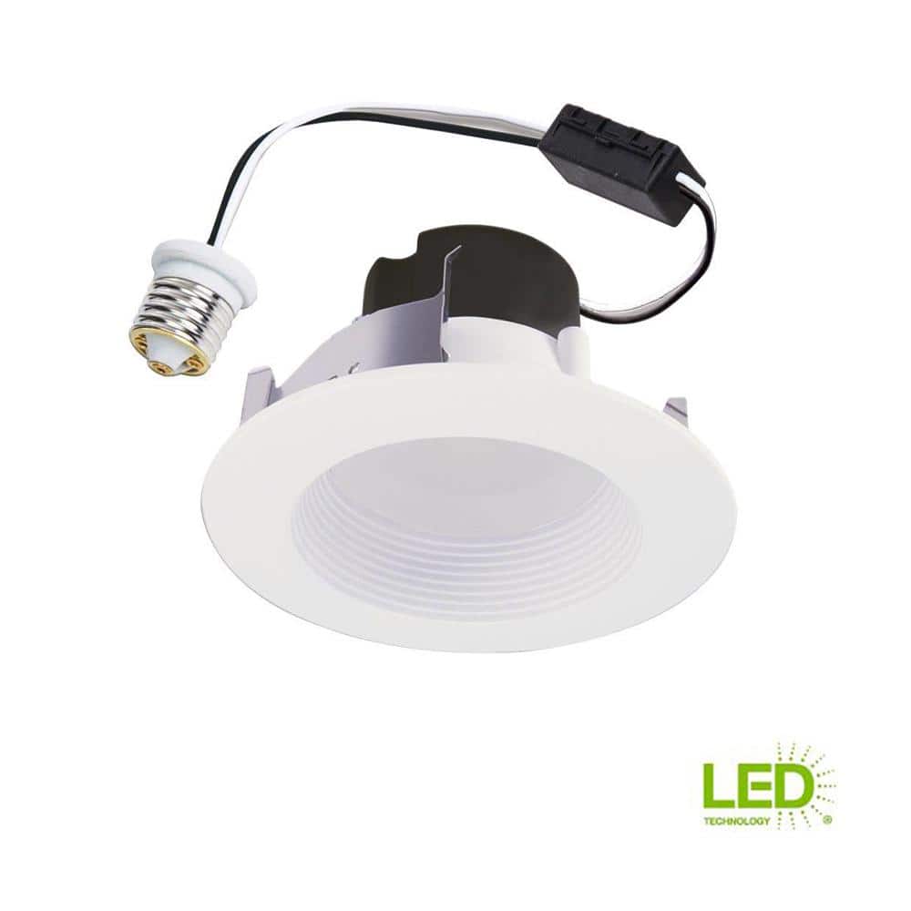 HALO 4 in. 2700K Matte White Integrated LED Recessed Retrofit Baffle ...